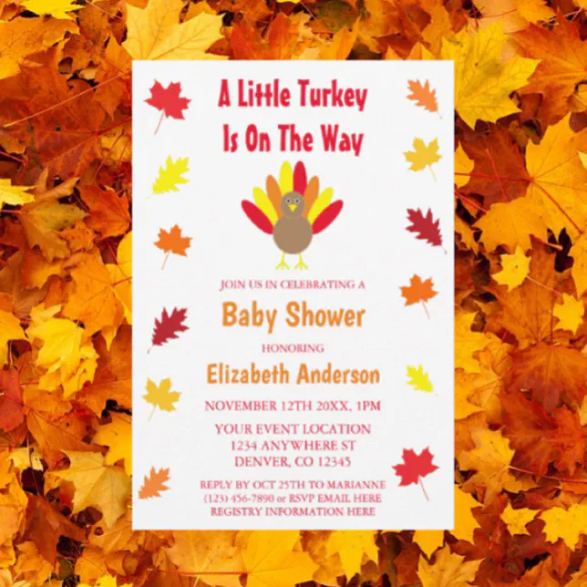 Little Turkey Baby Shower Invitation | Zazzle