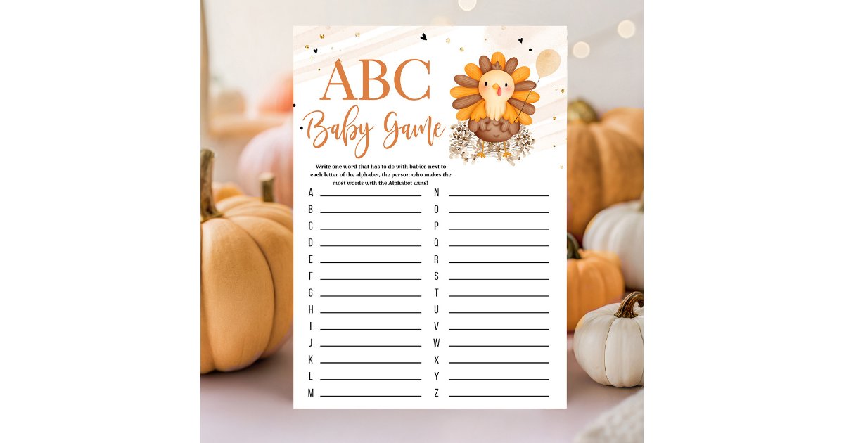 Little Turkey Baby Shower Thanksgiving Game | Zazzle