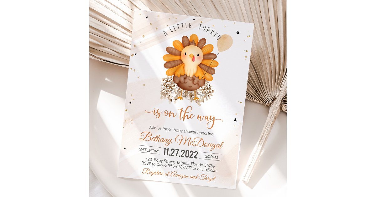 Little Turkey Thanksgiving Baby Shower Party Invitation | Zazzle