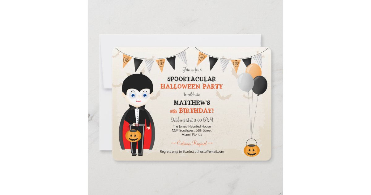 Little Vampire Halloween Party Invitation | Zazzle