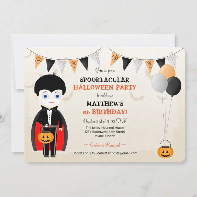 Little Vampire Halloween Party Invitation | Zazzle