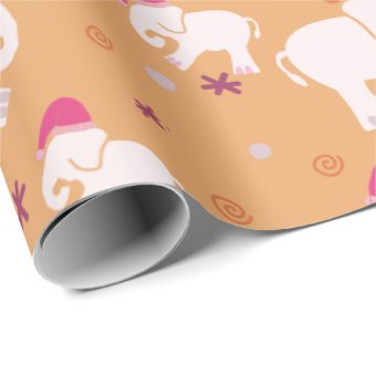 Little white elephant holiday party wrapping paper | Zazzle
