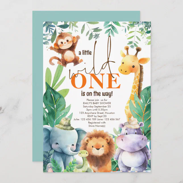 Little Wild One On Way Jungle Animals Baby Shower Invitation | Zazzle
