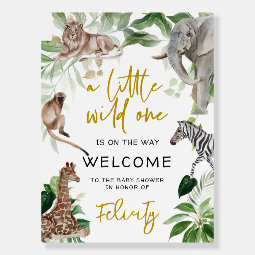 Little wild one safari animal Baby Shower Welcome Foam Board | Zazzle