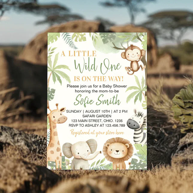 Little Wild One Safari Animals Baby Shower Invitation | Zazzle