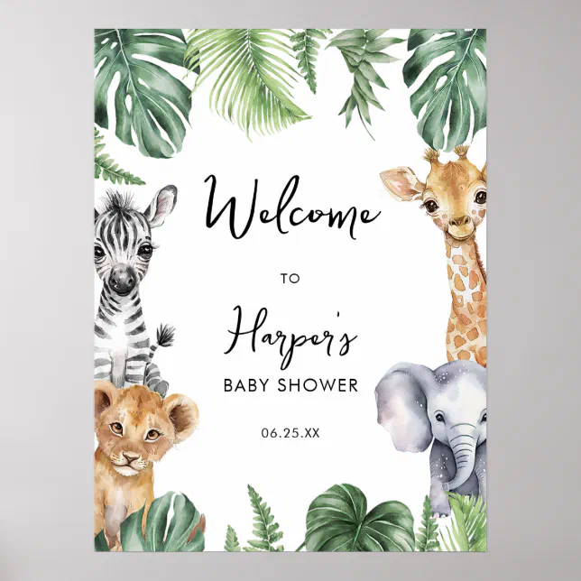 Little Wild One Safari Baby Shower Welcome Sign | Zazzle