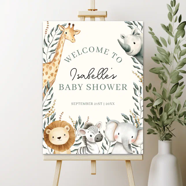 Little Wild One Safari Baby Shower Welcome Sign | Zazzle