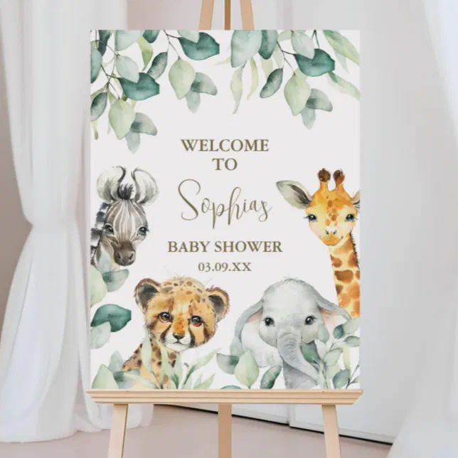 Little Wild One Safari Baby Shower Welcome Sign | Zazzle