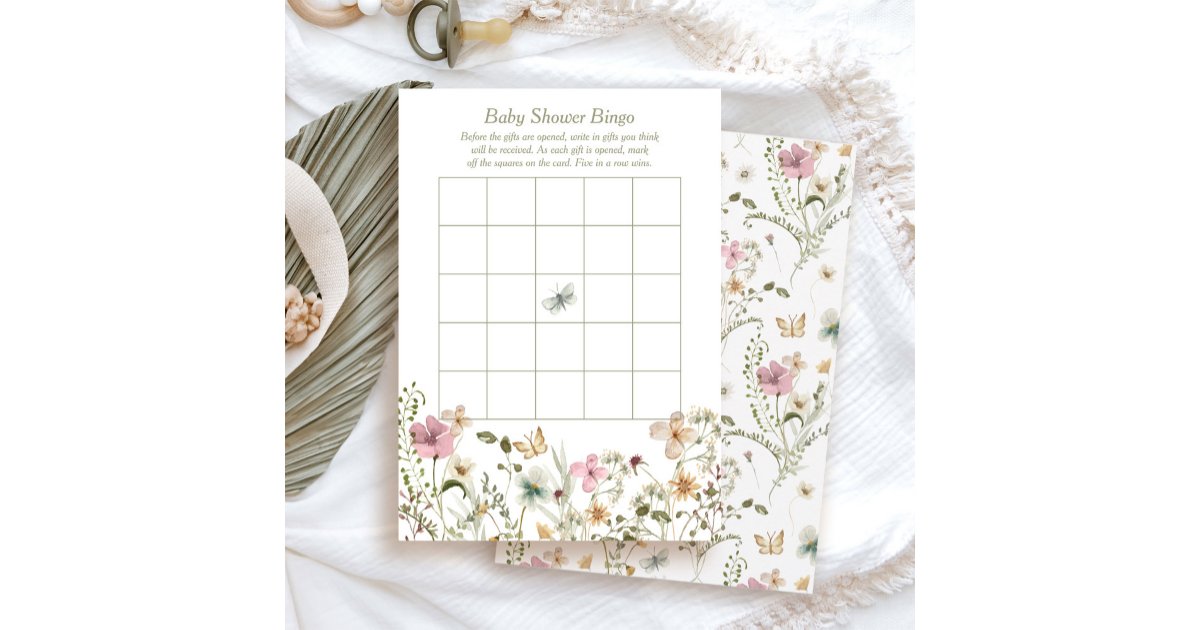 Little WildFlower Baby Shower Bingo Game Card | Zazzle