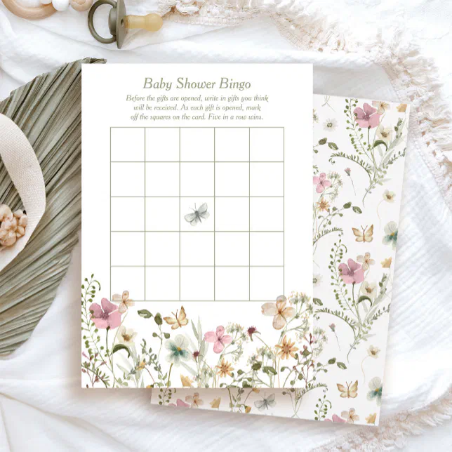 Little WildFlower Baby Shower Bingo Game Card | Zazzle
