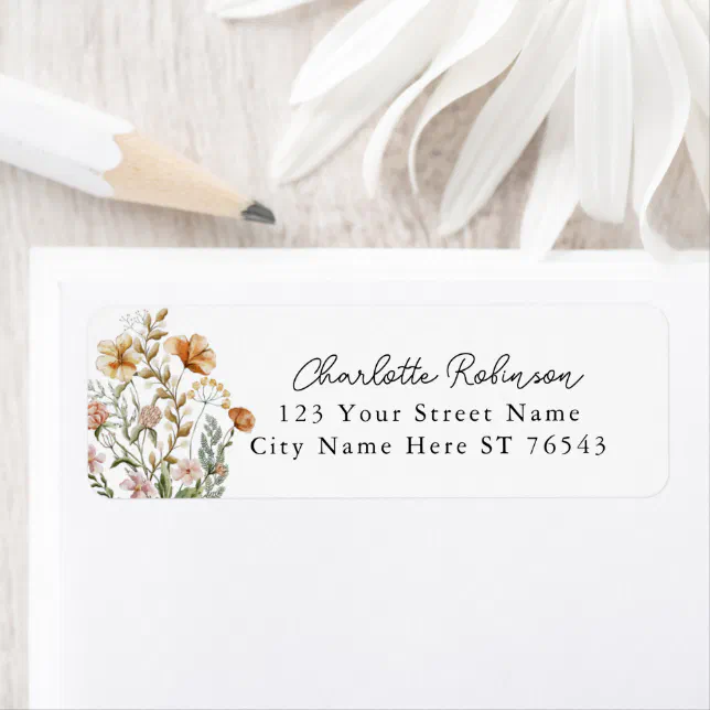 Little Wildflower Baby Shower Return Address Label | Zazzle