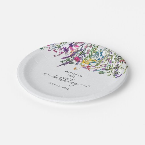 Little Wildflower Birthday Party Paper Plates | Zazzle