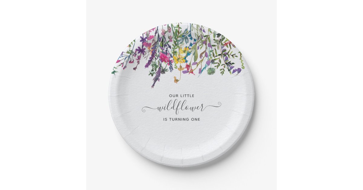 Little Wildflower Birthday Party Paper Plates | Zazzle
