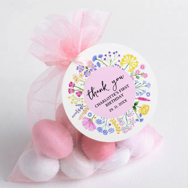 Little Wildflower Birthday Party Thank You Favor Tags | Zazzle