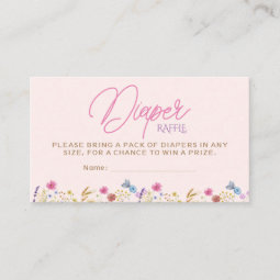 Little Wildflower Blush Pink Diaper Raffle Enclosure Card | Zazzle