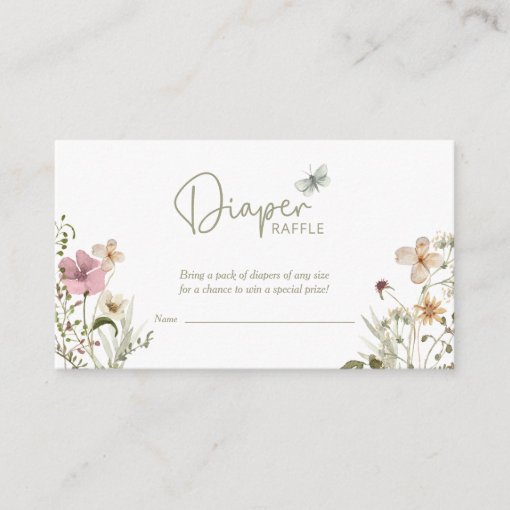 Little Wildflower Diaper Raffle Girl Baby Shower Enclosure Card | Zazzle