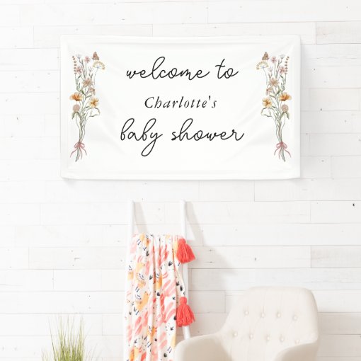 Little Wildflower Floral Baby Shower Welcome Banner | Zazzle