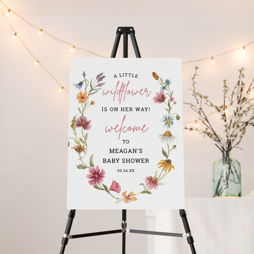Little Wildflower Floral Baby Shower Welcome Sign | Zazzle