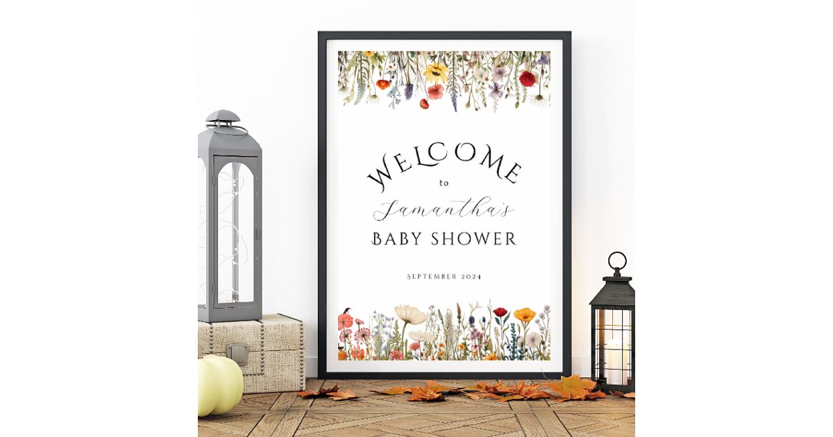 Little Wildflower Flower Baby Shower Welcome Poster | Zazzle