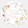 Little Wildflower Girl Turning one Birthday Classic Round Sticker | Zazzle