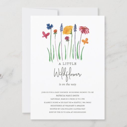 Little Wildflower Pretty Baby Girl Baby Shower Invitation | Zazzle