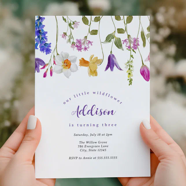 Little Wildflower Spring Floral Birthday Invitation | Zazzle