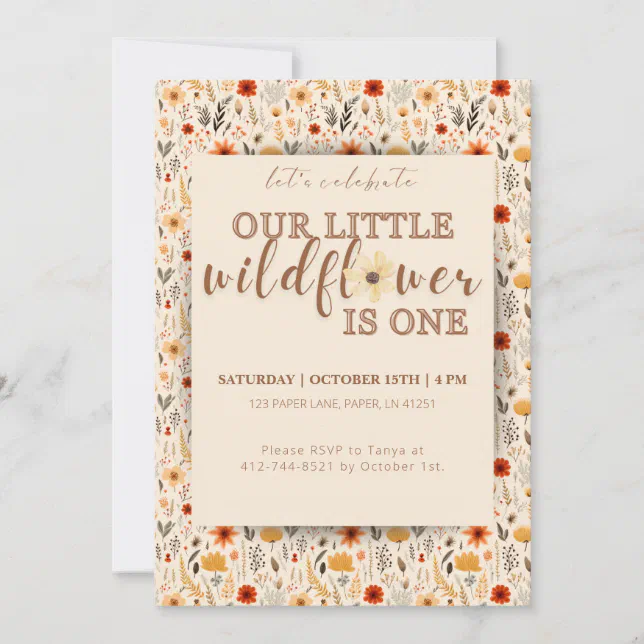 Little Wildflower Turning One Birthday Invitation | Zazzle