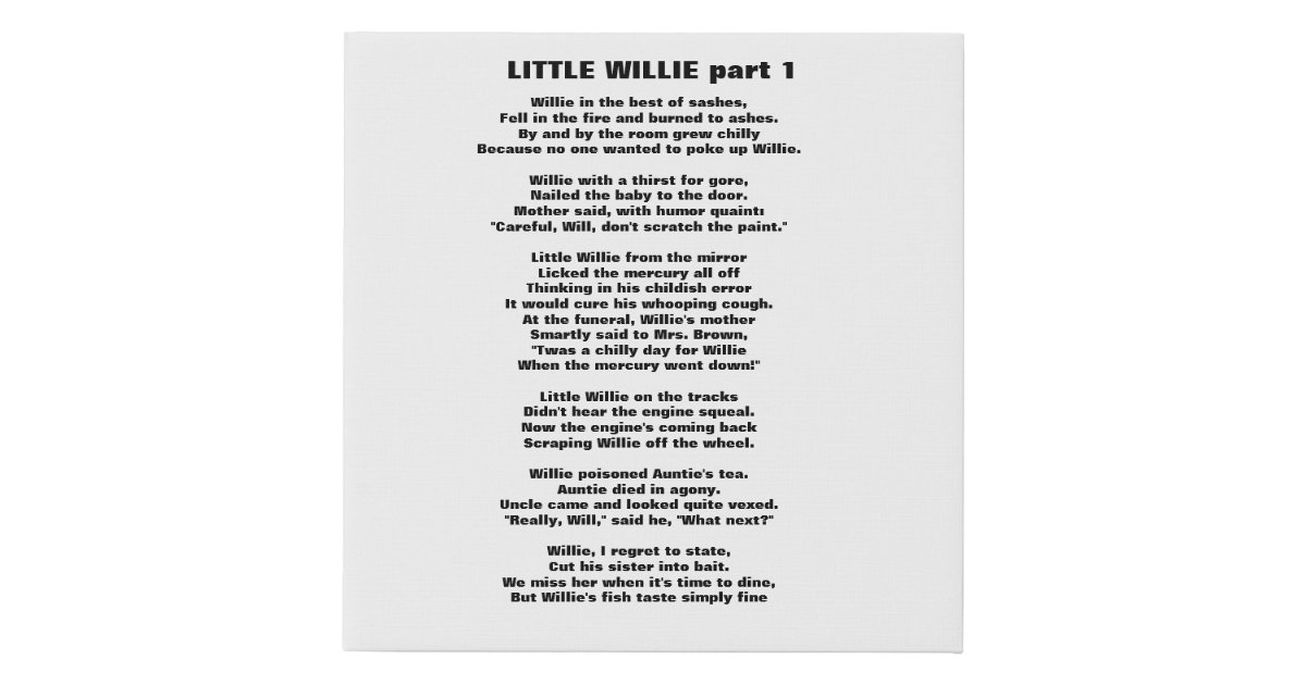 LITTLE WILLIE POEM part 1 Faux Canvas Print | Zazzle
