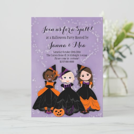 Little Witch Halloween Party Invitation | Zazzle