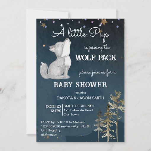 Little wolf themed baby shower invitation | Zazzle