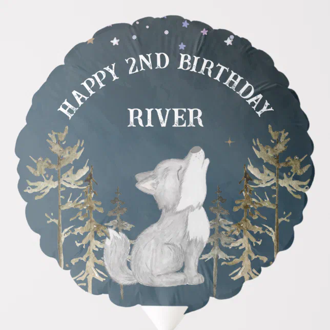 Little wolf themed birthday party printed balloon | Zazzle