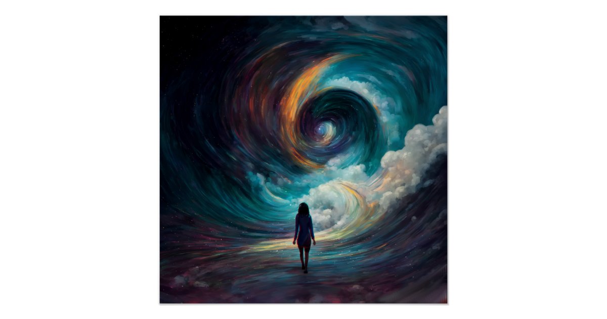 Little Woman Facing The Wave Vortex Frame Poster | Zazzle