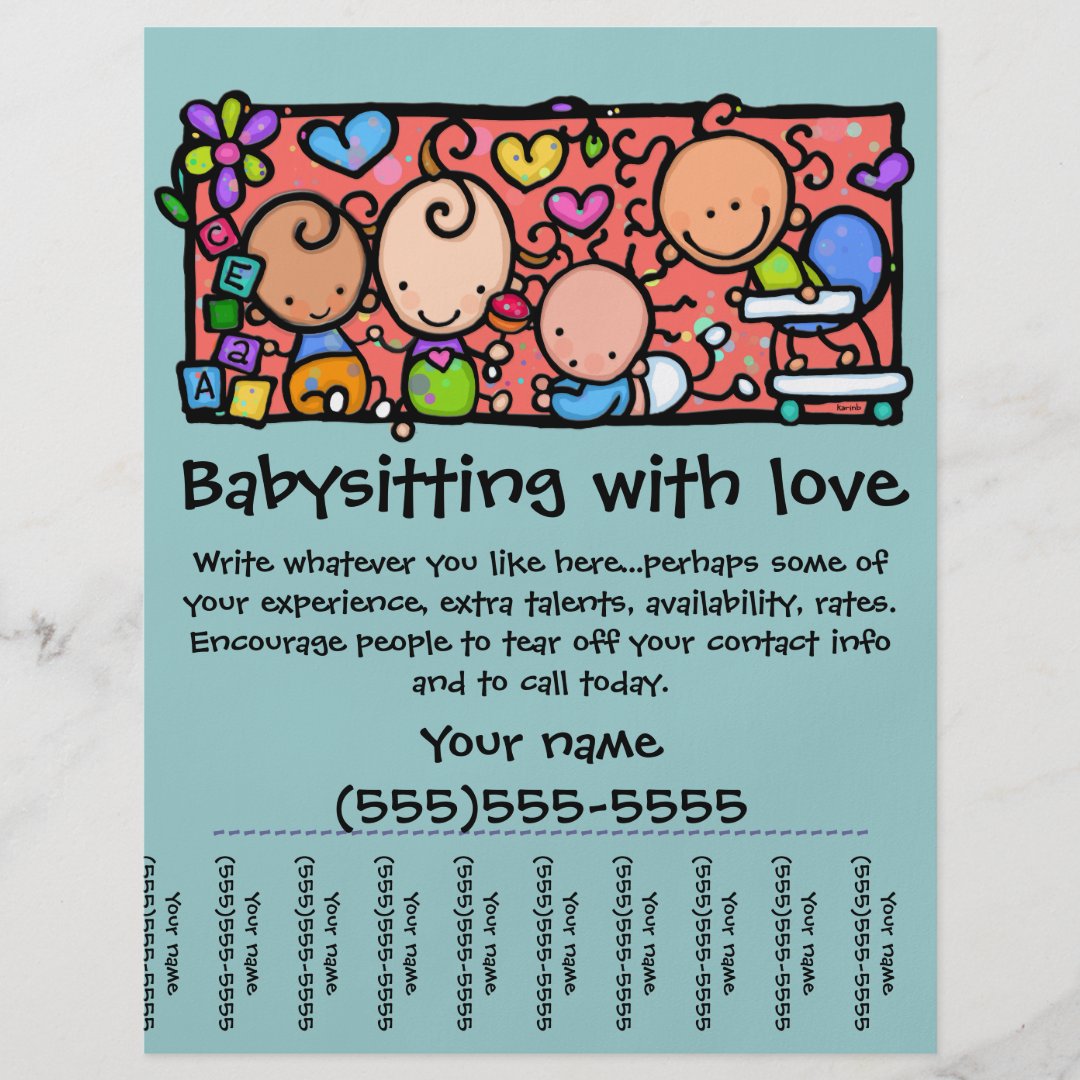 LittleGirlie Child care custom tear-sheet flyer | Zazzle