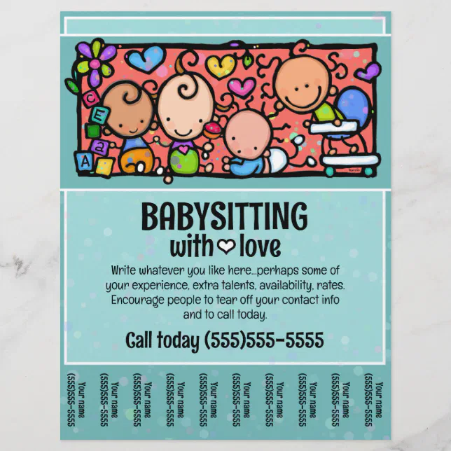 LittleGirlie Child care custom tear-sheet flyer | Zazzle