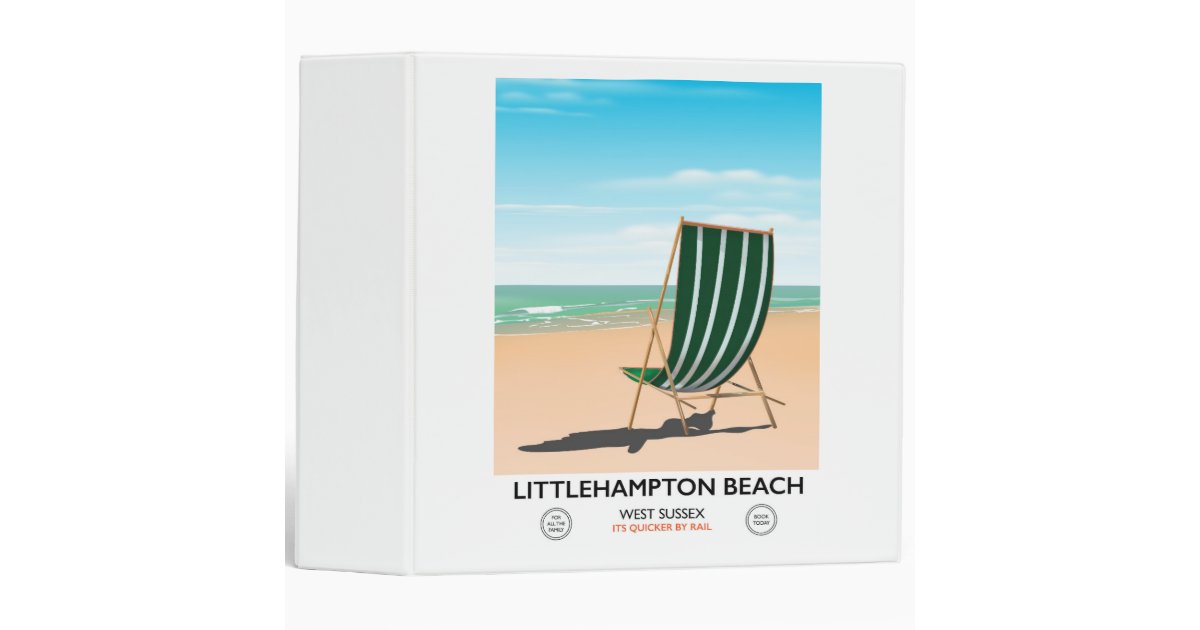 Littlehampton Beach East Sussex travel poster 3 Ring Binder | Zazzle
