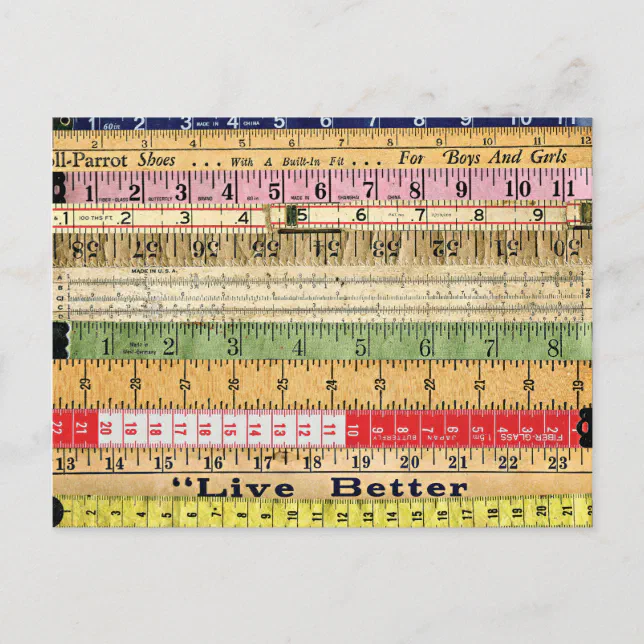 LIVE BETTER RULERS RULES COLORFUL SCRAPBOOKING DIG POSTCARD | Zazzle