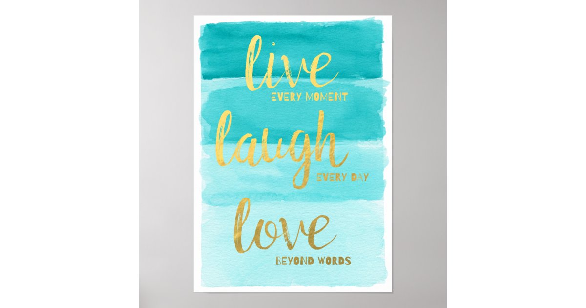 Live Laugh Love | Blue Ombre Motivational Poster | Zazzle.com