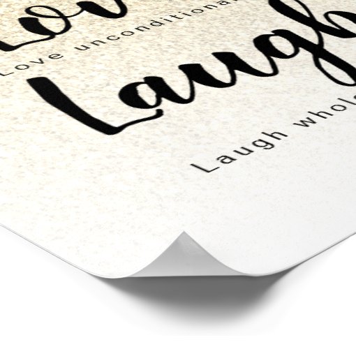 Live Love Laugh Girly Gold Glitter Typography Poster | Zazzle