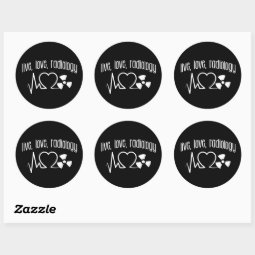Live Love Radiology X-Ray Heartbeat Classic Round Sticker | Zazzle