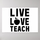 Live Love Teach Geometric Apple Classroom Poster | Zazzle.com