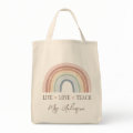 Live Love Teach Rainbow Teacher Appreciation Tote Bag | Zazzle