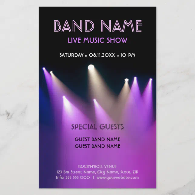 Live Music Concert Lights Flyer | Zazzle