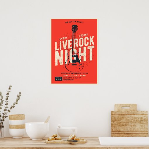 Live rock night music Poster Announcement | Zazzle