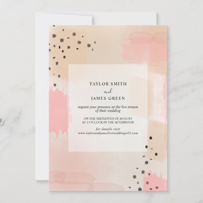 Live Stream Virtual Wedding Abstract Pink Invitation | Zazzle.com