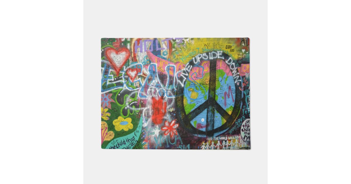 Live Upside Down Peace Sign Wall Doormat | Zazzle