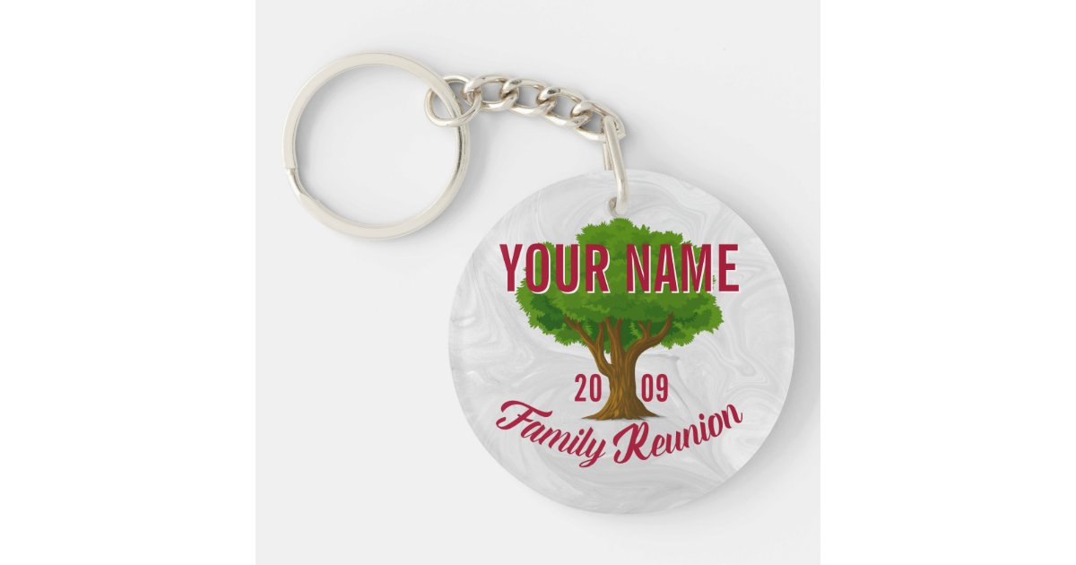 Lively Tree Personalized Family Reunion Keychain | Zazzle