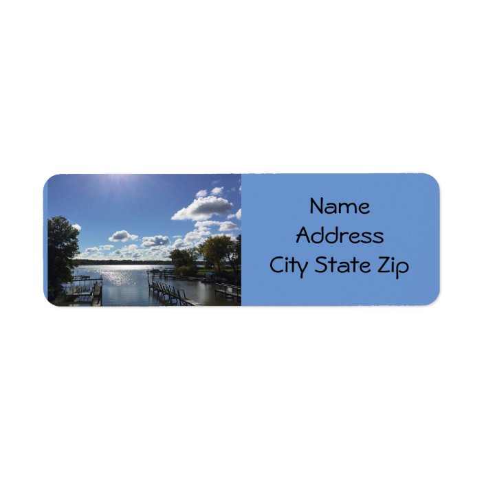 "LIVING AT THE LAKE" RETURN ADDRESS LABEL | Zazzle.com