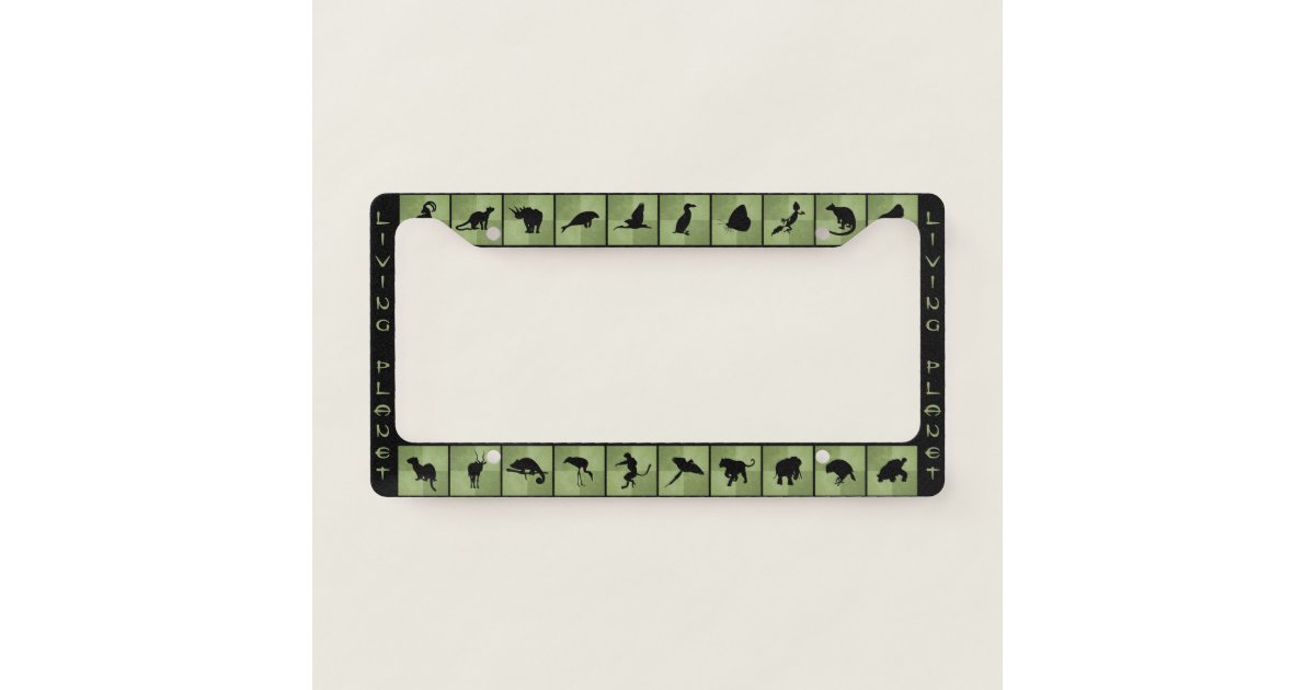 Living Planet animal silhouette pattern green blac License Plate Frame ...