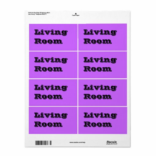 Living Room Moving Labels in Lavender Purple | Zazzle