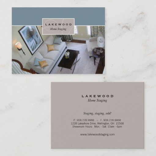 Living Room Staging / Stager Photo Business Card | Zazzle